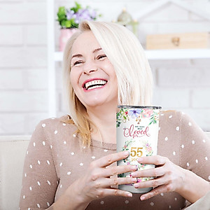 CaringTee 55th Birthday Gifts for Women 55th Birthday Tumbler Ideas 20oz 1968 Birthday Gifts for 55 Year Old Woman Happy 55th Birthday Decorations for women Friends Sister Mom Wife Aunt