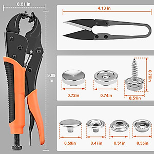 YXGOOD Heavy Duty Snap Fastener Tool, 1PCS Adjustable Snap Pliers, Fastener Pliers Tool Kit Includes 50 Sets Snaps for Boat Cover, Replacing Metal Snaps, Repairing Boat Covers, Canvas, Sewing, Tarps