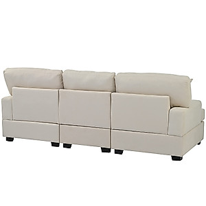 Merax Sofa with Removable Back and Seat Cushions and 4 Comfortable Pillows, Beige
