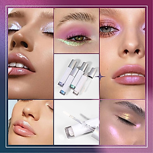 NewBang Glitter Liquid Eyeshadow,Holographic Multichrome Chameleon Eye Shadow Metallic Multi-Dimensional Sparking Shining Eyeliner Waterproof Longlasting Shimmer pigmented For Eyes Makeup-Pink
