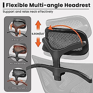 Razzor Ergonomic Mesh Office Chair High Back Desk Chair with Adjustable Lumbar Support and Headrest, 3D Flip-up Arm Computer Gaming Chair, Executive Swivel Task Chair