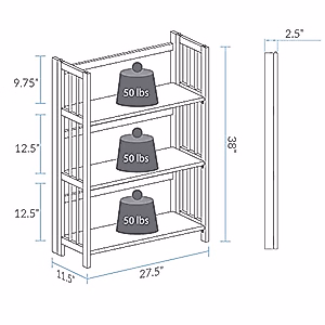 Casual Home 3-Shelf Folding Stackable Bookcase (27.5" Wide)-Natural
