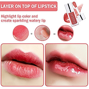 IONSGAKO Hydrating Lip Glow Oil Plumping Lip Oil Gloss Moisturizing Transparent Lip Balm Non-Sticky Long Lasting Hydrating Lip Oil Lip Stain Tinted - 012 Rose Bean Paste Pink