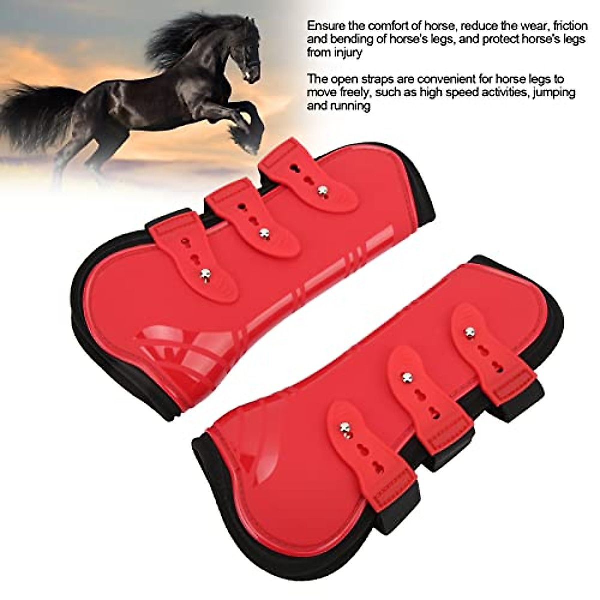 Tnfeeon 2pcs Horse Front Tendon Boots,Adjustable Horse Front Legs Support Boots Horse Leg Protective Wraps Lightweight Horse Riding Equestrian Equipment