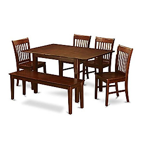 EAST WEST FURNITURE 6 Pc dinette set - Table and 4 Dining Table Chairs for Dining room and Bench