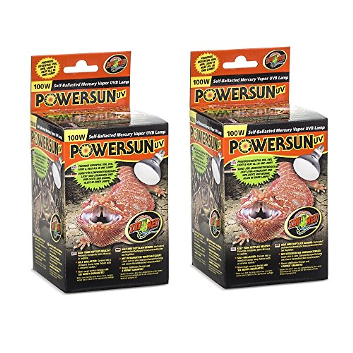 Zoo Med PowerSun UV Mercury Vapor Lamp 100 Watts (2 Pack)