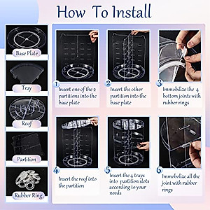 Maitys Set of 2 360° Rotating Makeup Organizer and Cosmetic Display Cases 3 Drawers Stackable Storage Box Adjustable Cosmetic Storage Display Case for Jewelry Accessories Lipsticks, Clear Transparent