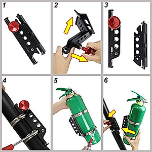 SuLokiy Universal Quick Release Roll Bar Fire Extinguisher Mount bracket 6061-T6 Billet Aluminum Compatible with for Jeep Wrangler UTV Polaris RZR Ranger Can-Am Maverick ATV