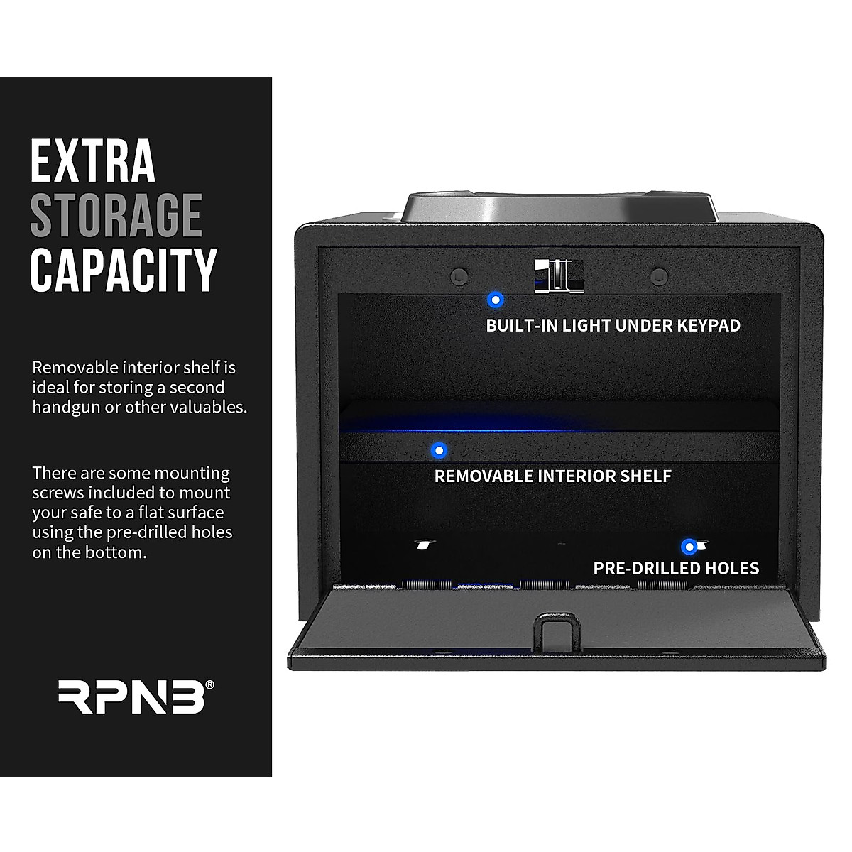 RPNB Gun Security Safe, Quick-Access Firearm Safety Device with Biometric Fingerprint & Digital Key Pad