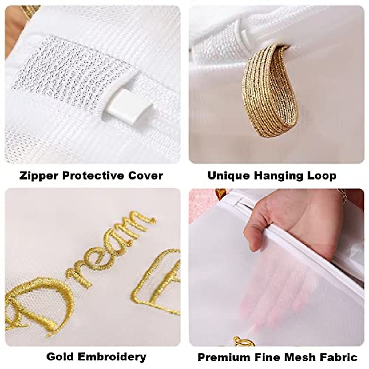 YUNHEGONG 6 Pack Delicates Mesh Laundry Bags,Reusable and Durable Mesh Wash Bags for Delicates Blouse, Hosiery, Underwear, Bra, Lingerie, Baby Clothes (6 pack, white)