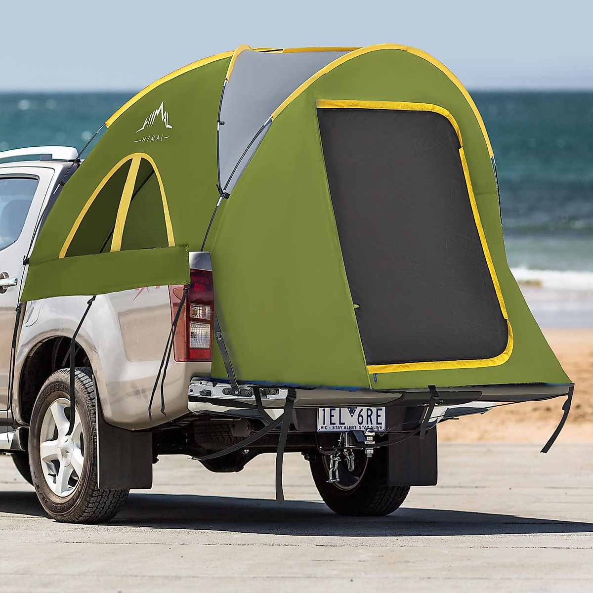 GoHimal Pickup Truck Tent, Waterproof PU2000mm Double Layer for 5.5-6.0 FT Truck Bed, Portable Bed Tent for Camping, Green