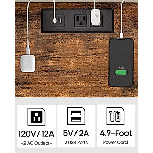 TUTOTAK End Table with Charging Station, Side Table with USB Ports and Outlets, Nightstand, 3-Tier Storage Shelf, Sofa Table for Small Space TB01BB042