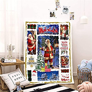 CYREKUD Christmas Blanket,Christmas Throw Blanket for Couch,Santa Blanket for Christmas Decorations, for Women,Christmas Village Snow Blanket,Holiday Xmas New Year Decor 50" x 60"