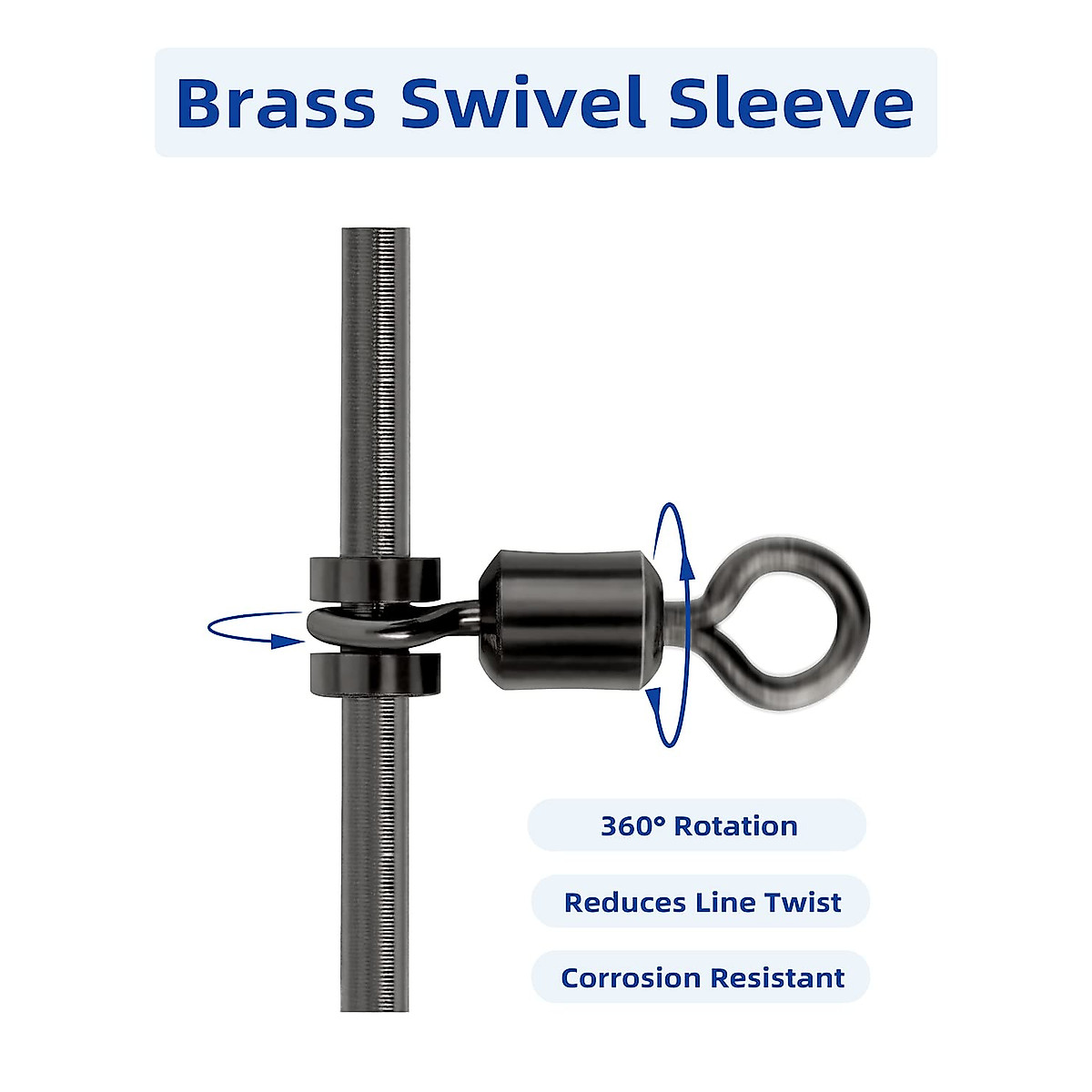 BLUEWING 3 Way Swivels Fishing Tackle, Brass Swivel Sleeve 3 Way T-Shape Swivel for Freshwater and Saltwater 40lbs, 50pcs