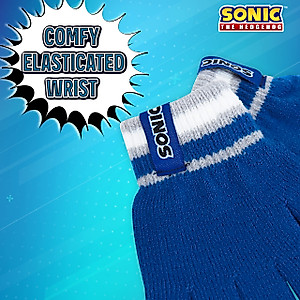 Sonic The Hedgehog Beanie Hat Scarf and Gloves Set for Boys (Multicolour- 3 Pieces)