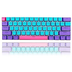 GTSP 61 Keycaps 60 Percent, Ducky One 2 Mini Keycaps for Mechanical Keyboard OEM Profile RGB PBT Keycap Set with Key Puller for Cherry MX Switches GK61/SK 61/Joker (Only keycaps) Blue