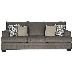Signature Design by Ashley Dorsten Contemporary Queen Sofa Sleeper with 4 Throw Pillows, Gray