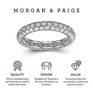 MORGAN & PAIGE Pavéd Eternity Ring - Classic Cubic Zirconia Pavé Ring Anniversary Eternity Band - 925 Sterling Silver Women’s Infinity Ring - Size 7