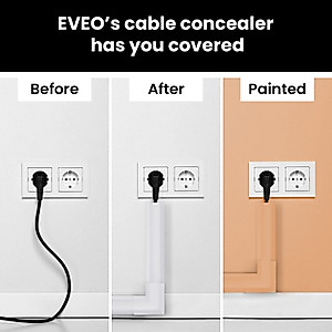 Cord Hider 153in - Covers for Wires - Paintable - Wire Hiders for TV On Wall - Cable Management - Cable Raceway - 9X L17 x W0.95 x H0.5 - White