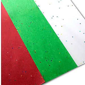 Christmas Tissue Paper for Gift Bags 50 Sheets | Red Green and White Christmas Sheets- Glittery Colorful Sparkle Christmas Wrapping Tissue Paper 20 X 20" Tissue Sheets