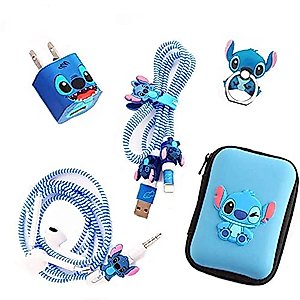 [2023 Upgrade Styles] DIY Protector Stitch Set,Data Cable USB Charger Data Line Earphone Wire Saver Protector Compatible for iPhone 7 8 Plus X iPad iPod iWatch Series (Stitch)