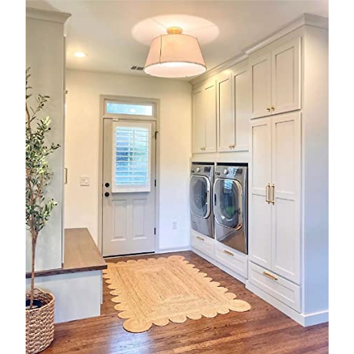 Generic Handwoven Scalloped Jute Area Rug 2x3/3x5/4x6-Braided Jute Runner Rug 2.5x6 ft for Kitchen/Hallway-Natural Farmhouse Scallop Jute Rug 5x7-Reversible Jute Rug 8x10 (Beige, 4' x 6' Feet)