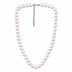 LeCalla Pearl Necklace 925 Sterling Silver Necklaces 8 mm Faux Pearls Necklaces for Women