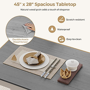 Tangkula Dining Table Set for 4, Farmhouse Solid Wood Dinette Set w/Rubber Wood Legs, Mid-Century Modern Dining Table and Chairs Set for Kitchen, Dining Room (Grey+White)