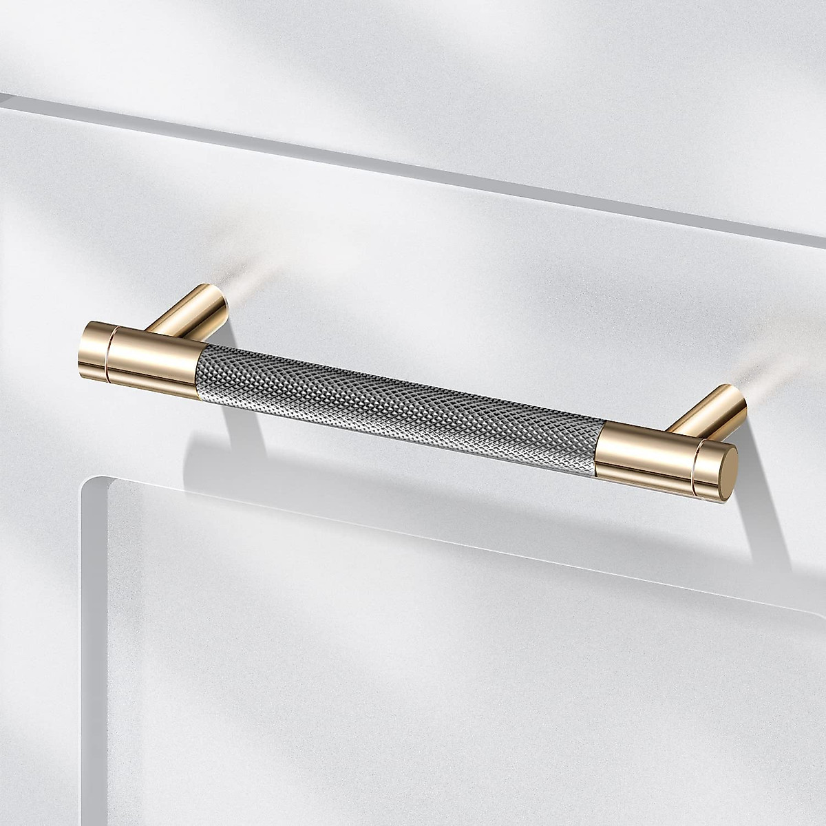 Ntresbonne 12 Pack 5 Inch 128 mm Barrel Cabinet Pulls Gold and Grey Cupboard Aluminum Handles Drawer Pull Cabinet handles