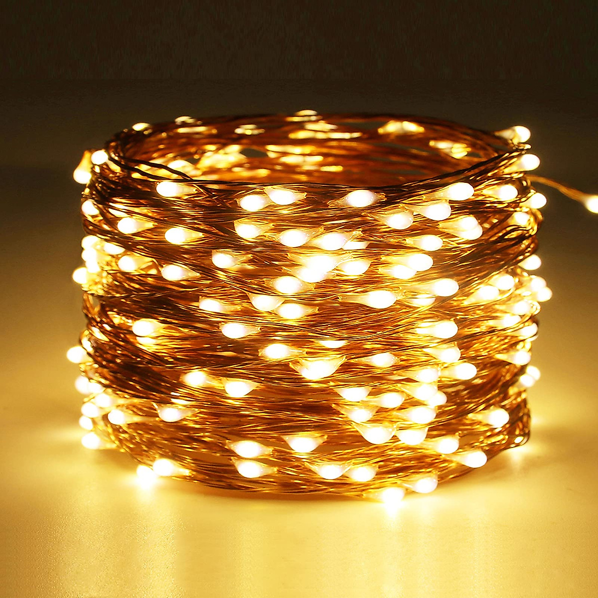 RUICHEN Dimmable Fairy Lights Plug in 72 Ft 200 LED Copper Wire Twinkle String Lights with RF Remote Timer, Warm White