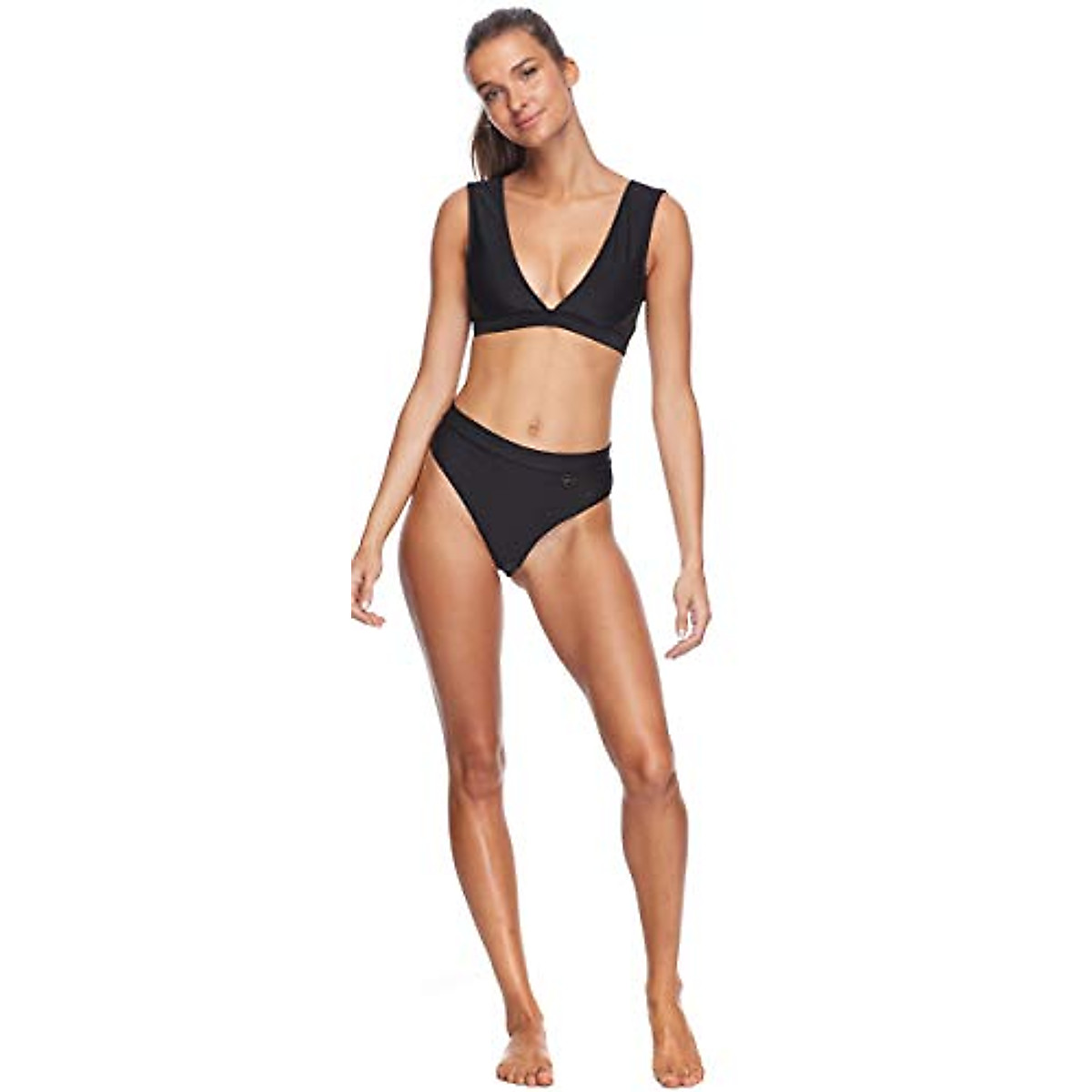 Body Glove Women's Standard Marlee High Waist Solid Bikini Bottom Swimsuit, Smoothie Black, Small