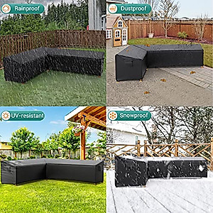 Mrrihand Patio L-Shaped Sectional Sofa Cover, Waterproof Outdoor Sectional Cover,Heavy Duty Garden Furniture Cover with Air Vent 83W*104D*31H/33.5