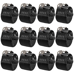 Tebery 12 Pack Handheld Tally Counter 4 Digit Mechanical Palm Clicker Counter, Number Counter/Pitchers Scores Counter/Crochet for Coaching, Knitting, People, Lap, Fishing, Golf