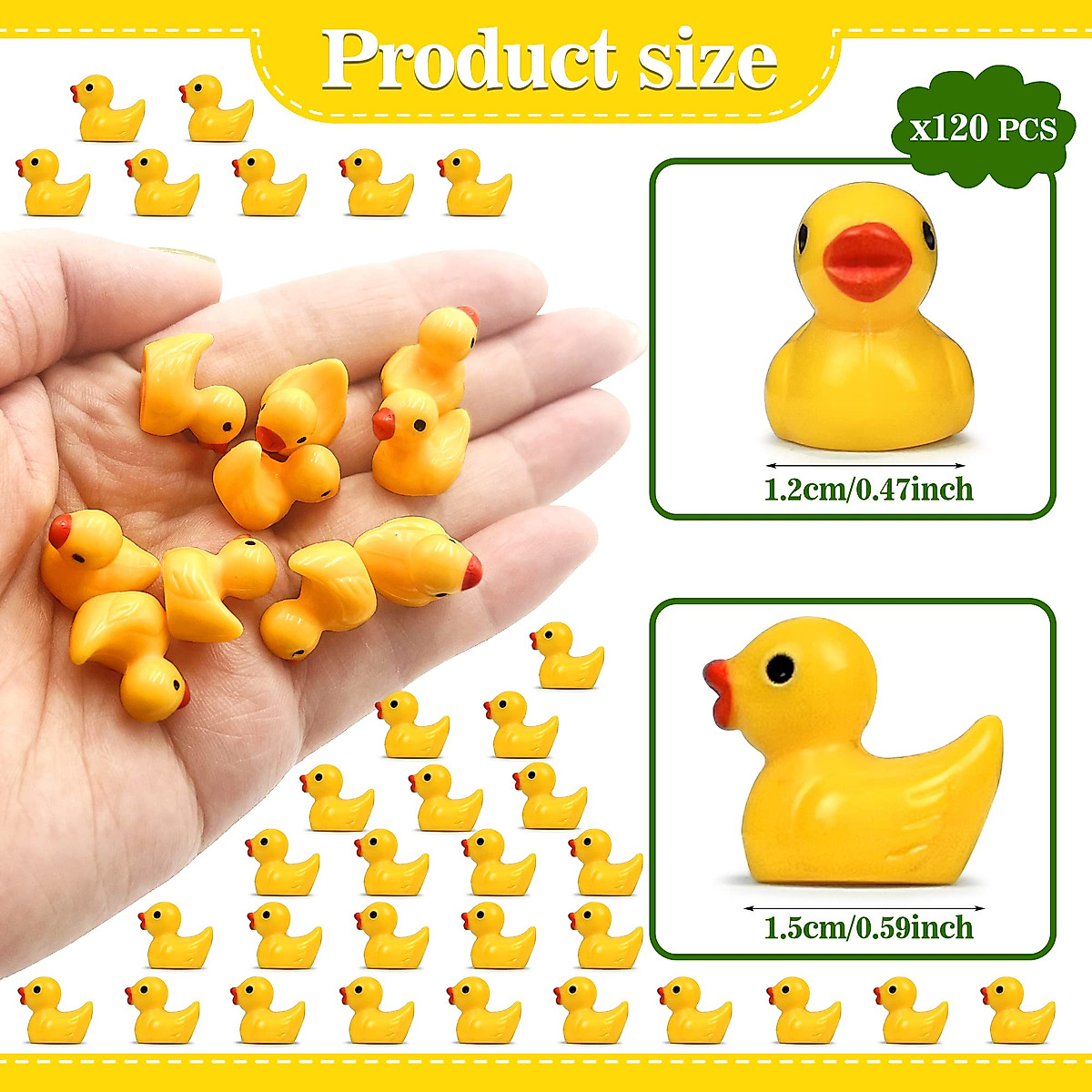 HAVAGDTM 120 PCS Mini Ducks Miniature Duck Figures for Ornament Miniature Garden Aquarium Mini Ducks DIY Handmade School Project Party Favor