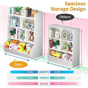 Doodlefurni Kids Toy Storage Organizer, Odor-Free Kids Bookshelf and Toy Storage, Suitable for Boys and Girls' Playroom/Bedroom, Storage for Books and Toys, Paintable, Easy to Clean.