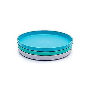 bobo&boo Colorful Plant-Based 7.5 inch Kids Plates for Toddler Eating – Set of 3, Plant-Based, Melamine-Free And Microwave Safe – Eco-Friendly Toddler Plate Set for Boys and Girls - Lagoon