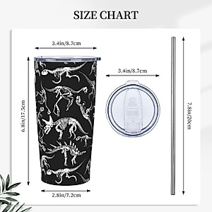 Worltoldb Dinosaur 20oz Insulated Stainless Steel Tumbler With Lids And Straws Stainless Steel Double Wall Vacuum Insulated Travel Coffee Mug Leak-Proof Lid & Flip Lid For Hot And Cold Drinks
