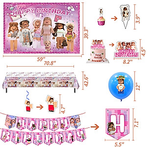 Birthday Party Supplies, Party Decorations Include Happy Birthday Banner, Backdrop, Tablecloth, Cake Toppers, Hanging Swirls, Cupcake Toppers, Latex Balloons