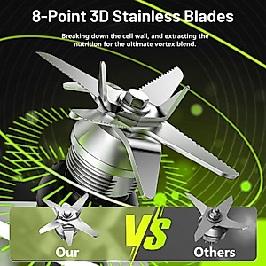 Keenstar Blenders for Kitchen, Professional 1450W Countertop Blender for Crush Ice, 68Oz Blender for Smoothies, 10 Speed Control, BPA-Free, 8 Titanium Stainless Steel Blade for Frozen Fruit, Veggies