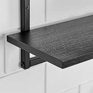 Danya B Rhodes 4 Tier Modern Floating Windowsill Wall Shelf Unit with Metal Frame and MDF Shelves (Black/Black)