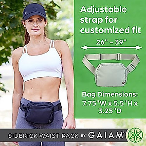 Gaiam Sidekick Waist Pack - Storage Belt Bag for Women And Men - Adjustable Belt With Lightweight Pouch For The Gym & Studio, Dovetail