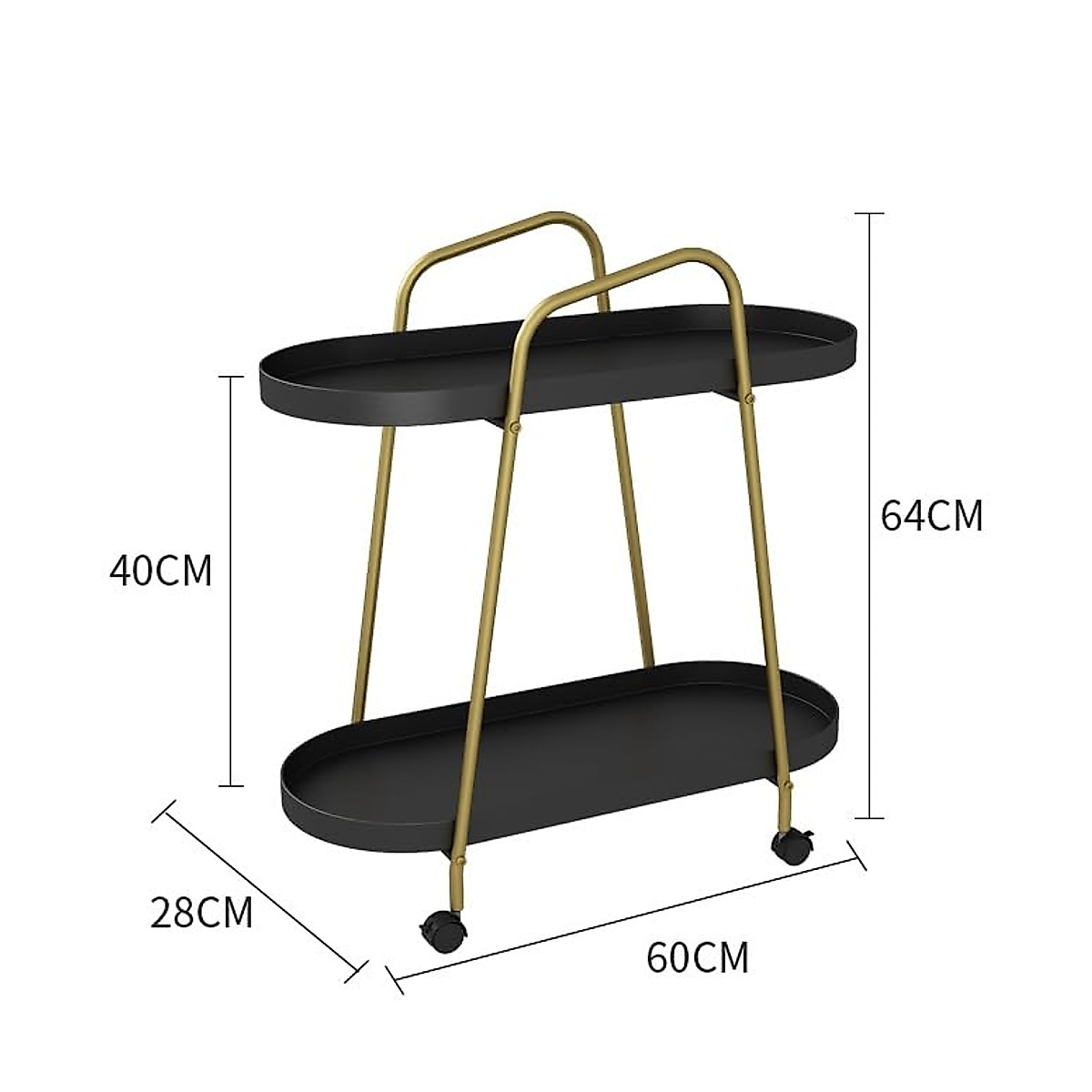 Rolling Cart Trolley Carts With Wheels Office 2 Tier Iron Rolling Cart With Wheels Living Room Sofa Side Home Balcony Movable Push Kitchen Storage Rack Cart Kitchen Utility Cart Dorm Room Essentials (