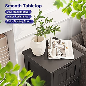 Tangkula Bathroom Floor Cabinet, Wooden Storage Cabinet with 3 Drawers, Modern Side Table, Bathroom Organizer for Home Office Bathroom Living Room (3 Drawers, Black)