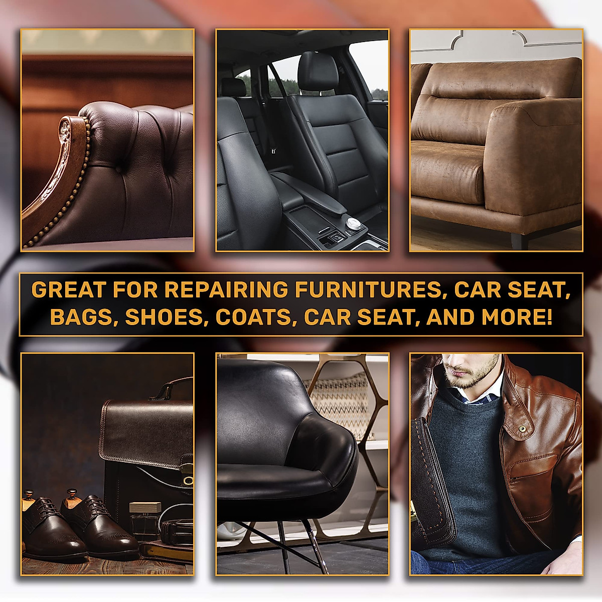 Master Manufacturing Leather Repair Kit — Restor-it No Heat Leather & Vinyl Repair for Furniture Fabric Car Seat Boat Seats Sofa Couch Leather Paint Kit Black Blue Brown Red & 3 More Touch Up Colors