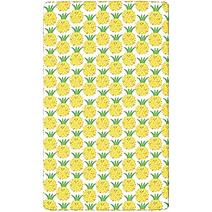 Pineapple Themed Fitted Mini Crib Sheets,Portable Mini Crib Sheets Ultra Soft Material-Baby Crib Sheets for Girl or Boy,24“ x38“,Yellow Shamrock Green