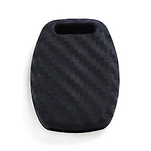 iJDMTOY Carbon Fiber Pattern Soft Silicone Full Coverage Key Cover Case Compatible With Honda Accord Civic CRV CRZ FIT Insight Pilot Odyssey Ridgeline, etc 2 3 4 Button Key