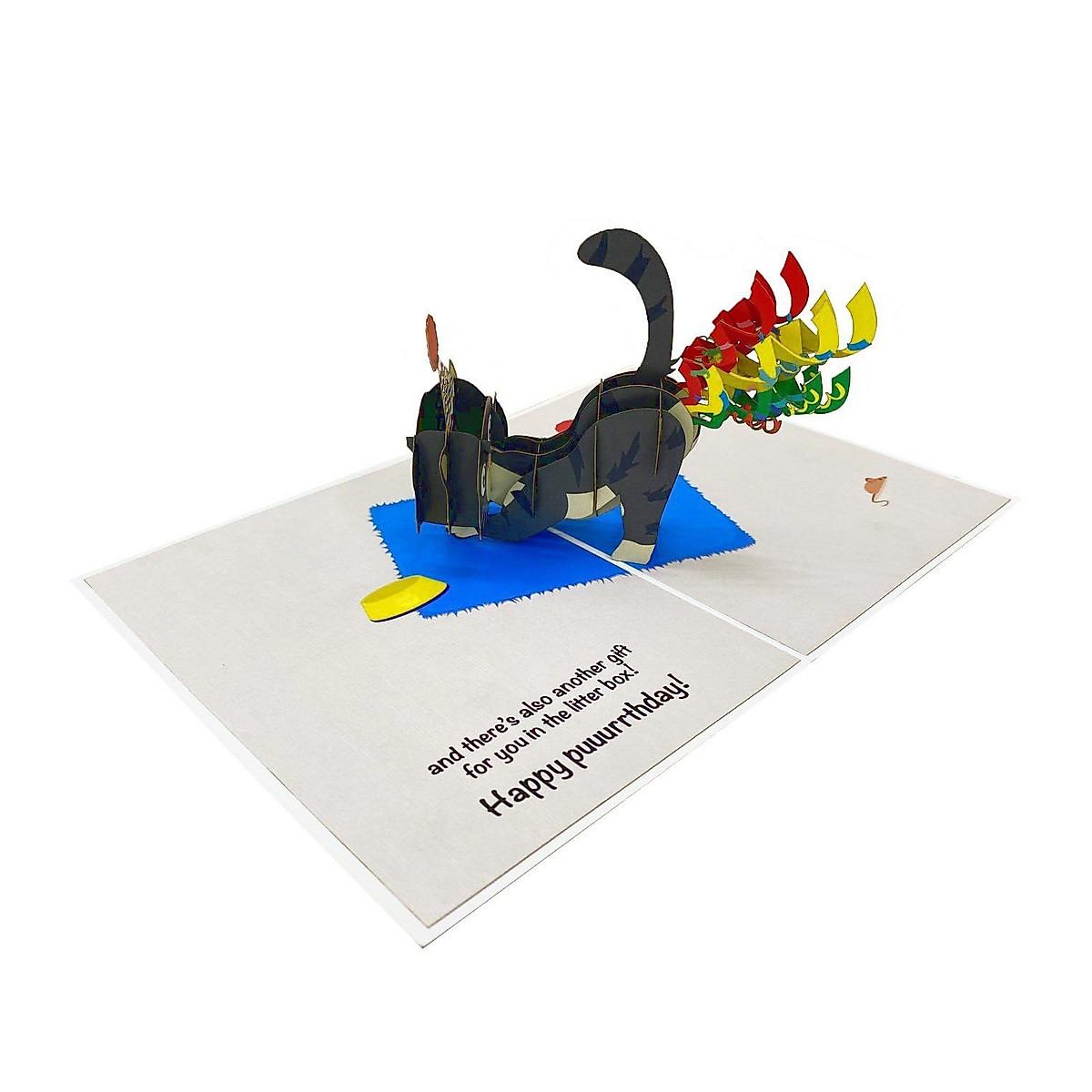 AVINITI Dirty Pop Cards – Obligatory Birthday Card – Funny 3D Cat Birthday Card, Popup Cards for Friend, Mom, Dad, Husband, Wife - 1 Card 5 x 7 inch, 1 Notepaper, 1 Envelope (Farting Cat 2)