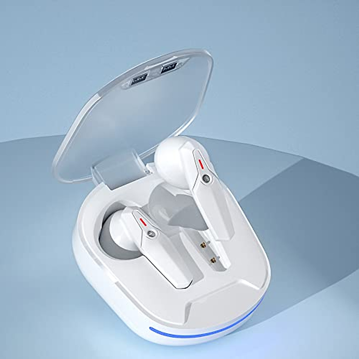 Bluetooth Headphone Deep Bass Earphone Handsfree Headset with HD Mic 60 Hrs Playtime 3 Sound Effects IPX5 Waterproof USB-C Quick Charge True Wireless Earbud for Android iOS Phones TV Car (white)