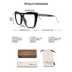 AMOMOMA Trendy TR90 Oversized Blue Light Reading Glasses Women,Stylish Square Cat Eye Glasses AM6031C1 with Black Frame 1.5 x