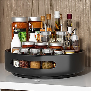 Carbon Steel Lazy Susan Organizer,Black 360°Stable Revolving Spice Rack Turntable for Pantry Cabinet,Decorative Trays Storage Containers Organizer for Kitchen Cabinet, Snacks, Bathroom,12.2inch
